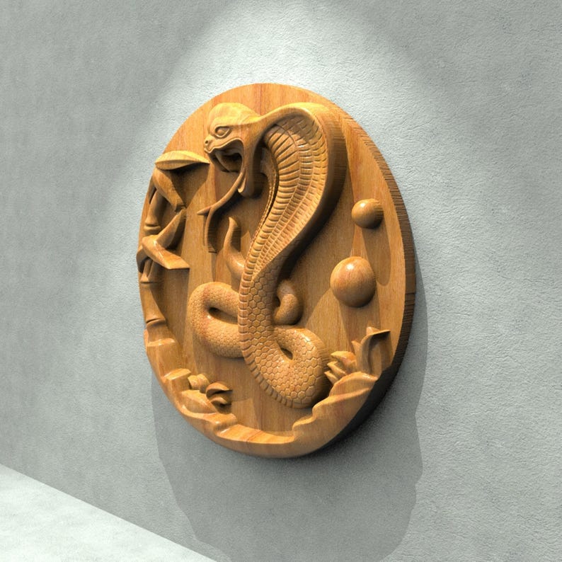 Cobra Snake Wall STL File CNC Router Engraver, 3D Relief File Artcam ...