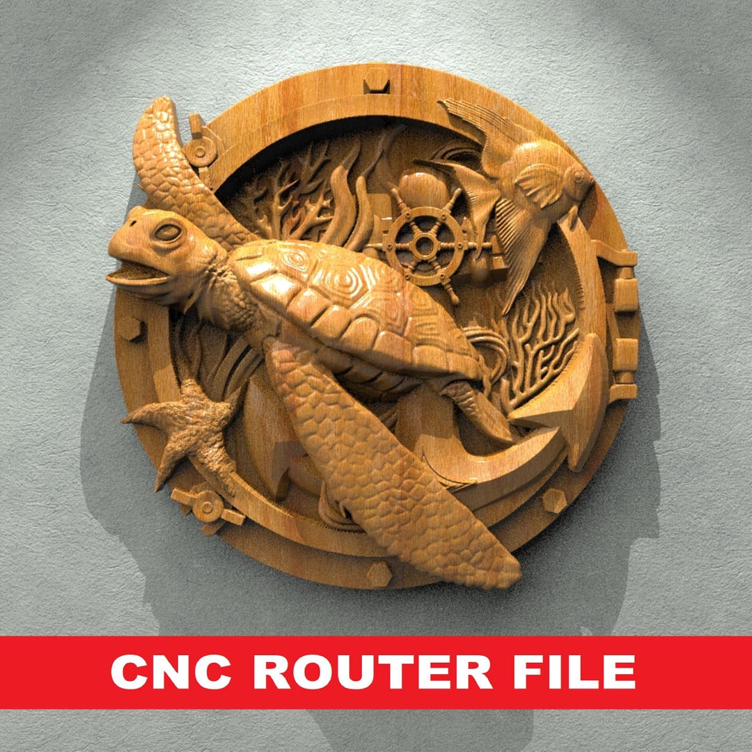 Caretta Caretta, Sea Turtle STL File CNC Router Engraver, 3D Relief ...