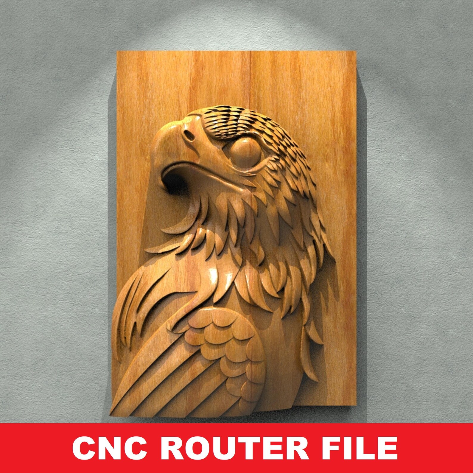 Eagle Head Wall STL File CNC Router Engraver, 3D Relief File Artcam ...