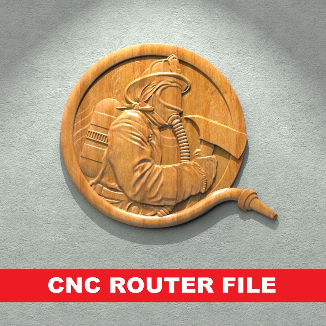 Fire Fighter STL File CNC Router Engraver, 3D Relief File Artcam Aspire ...
