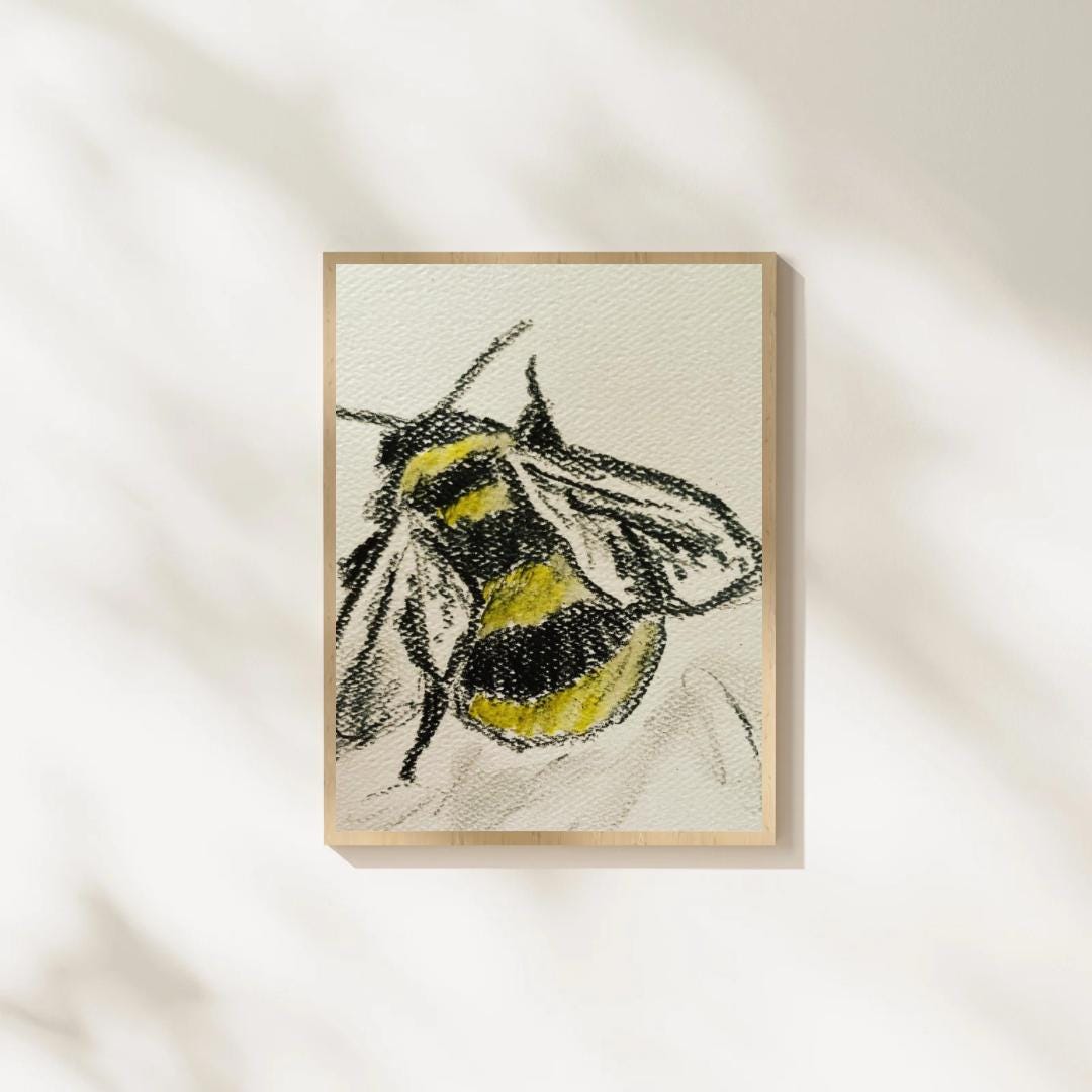 Bee Drawing Print | Farmhouse Decor | Bee Wall Art | Nature ...