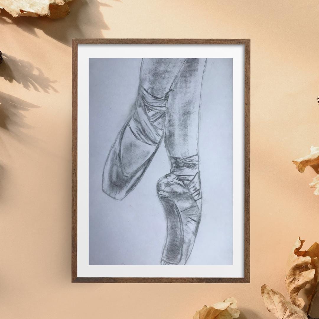 Graceful Ballet Shoes Art Print: Black and White Dancer Illustration, Instant Download, Ballet ...