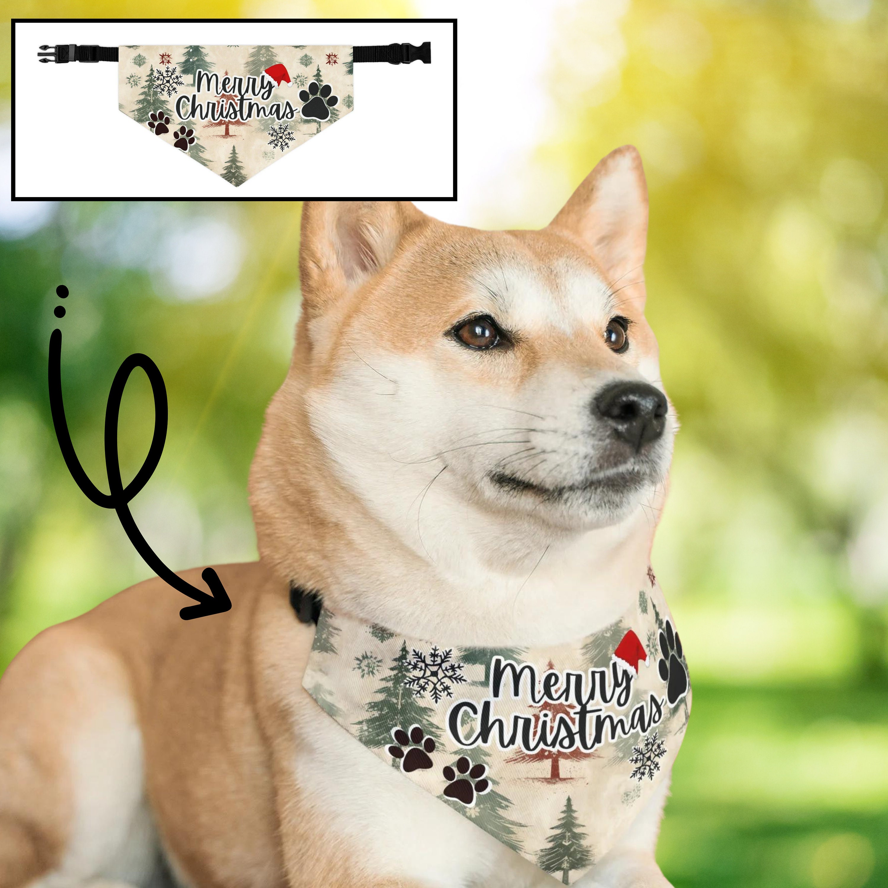 Merry Christmas Dog Bandana, Christmas Tree Dog Neckwear, Pet Bandana ...