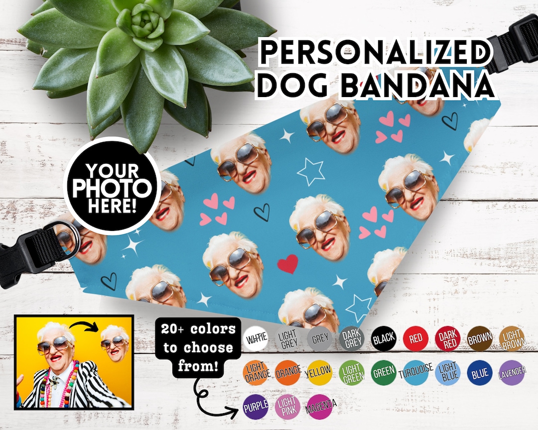 Custom Photo Dog Bandana, Your Face Dog Neckwear, Pet Bandana Dog ...