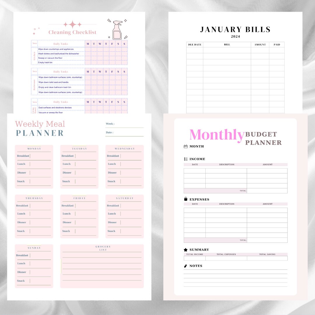 Household Planner Printable | Home Management Bundle | Editable ...