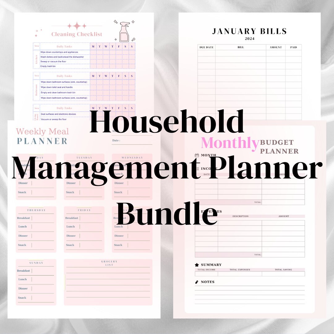 Household Planner Printable | Home Management Bundle | Editable ...
