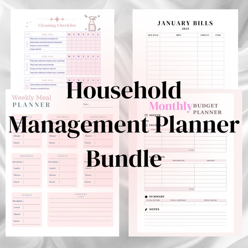 Household Planner Printable | Home Management Bundle | Editable ...