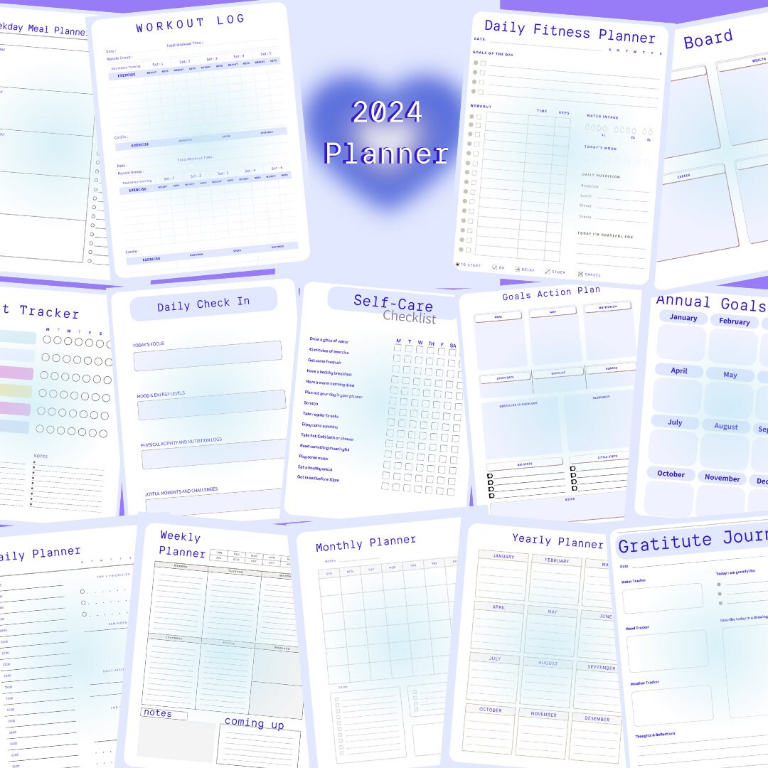 Blue Aura Heart Aesthetic Digital Planner 2024 Notability Planner ...