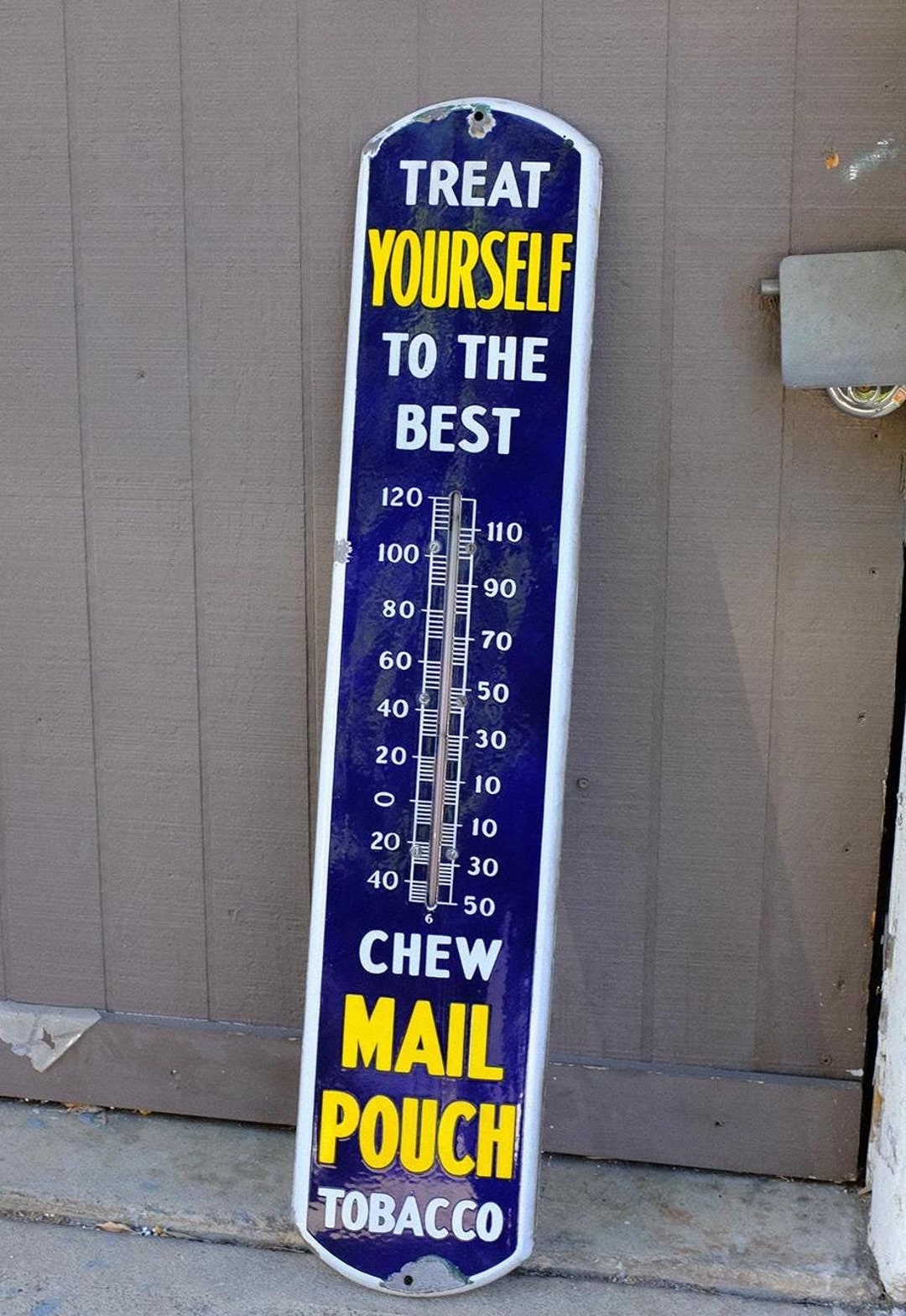 Antique Porcelain Thermometer Mail Pouch Tobacco Sign Original ...