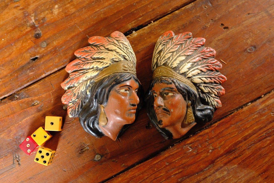 Native American Chalkware Antique Wall Decor Set of 2 - Etsy