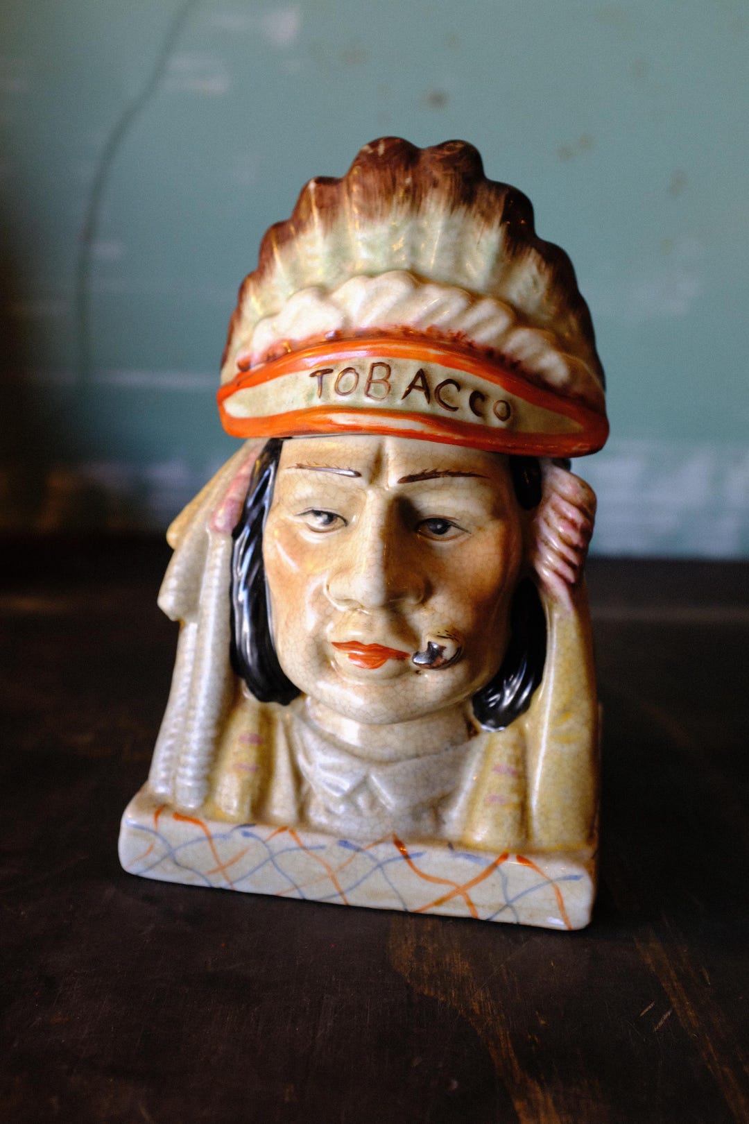 1920s Native American Chief Tobacco Jar Great Antique Condition - Etsy