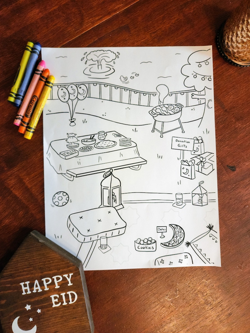 Ramadan & Eid Picnic Celebration Coloring Sheet - Ramadan Coloring ...