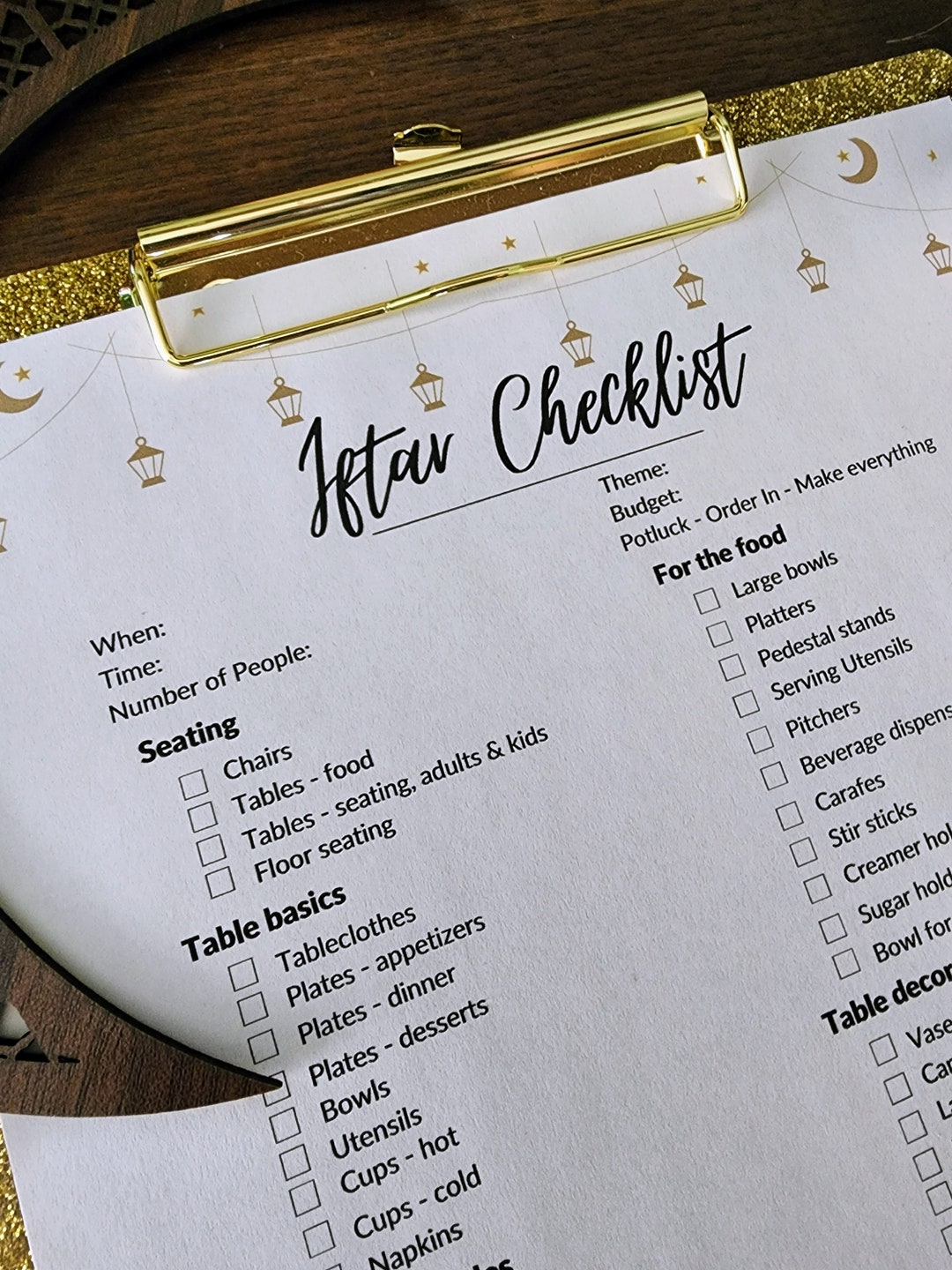 Iftar Party Checklist Printable - Ramadan Prep (digital Download) - Etsy
