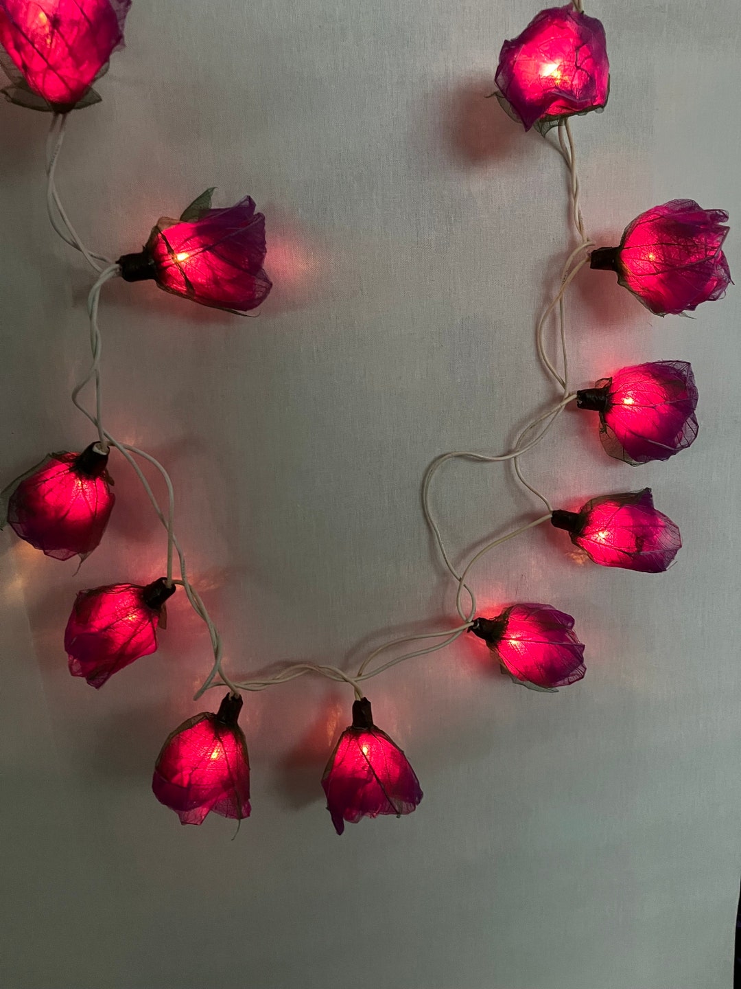 Strong Floral Light Chain Rose 20 Flowers Handmade Purple 20 Lights 3 M ...