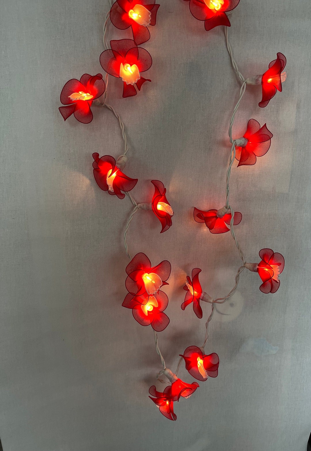 Decorative Light Chain Orchid Red White 20 Lights 3 M Long Handmade for ...