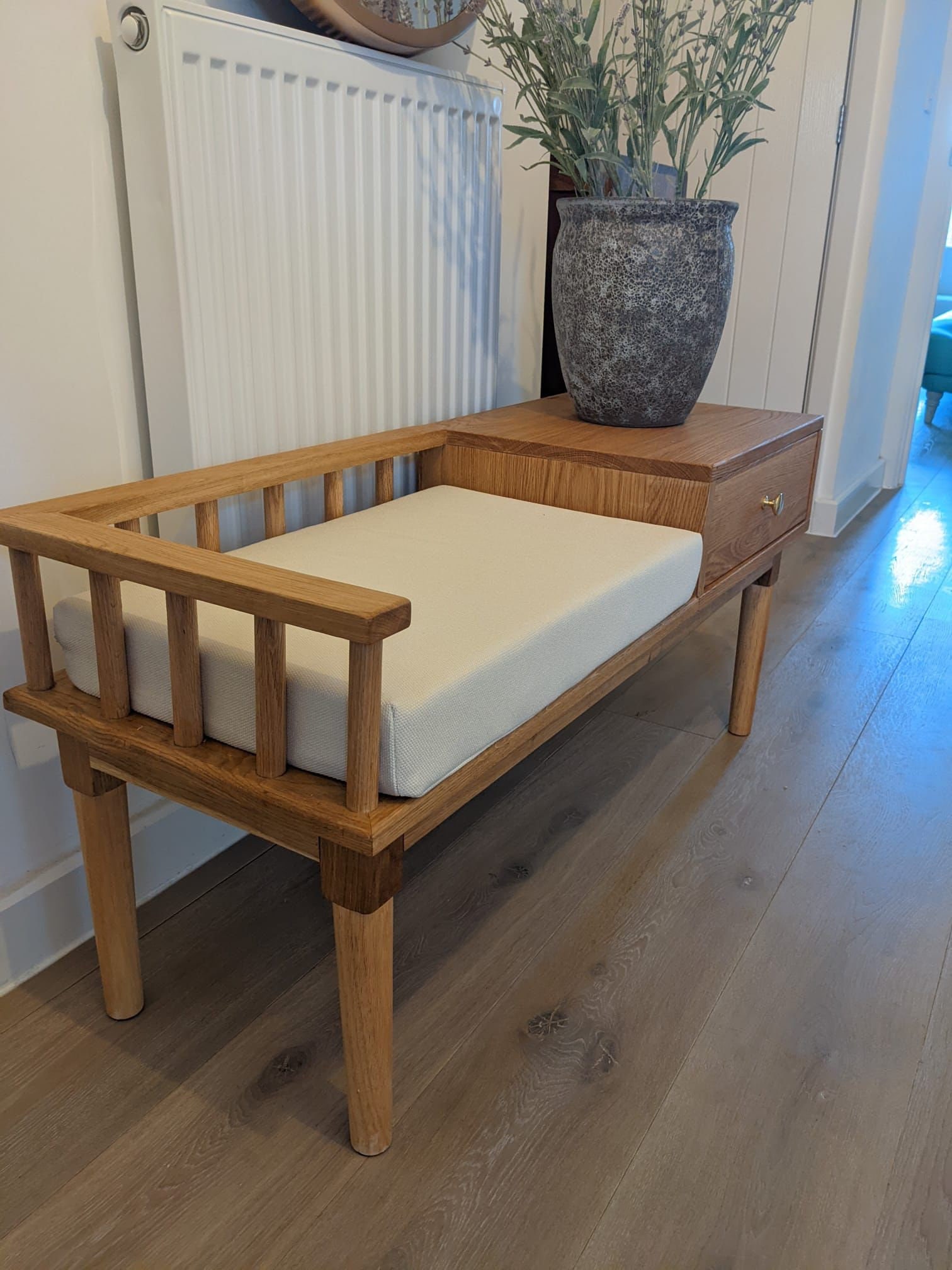 Bespoke, Handmade Oak Hallway Bench | Entryway Bench With Seating and ...