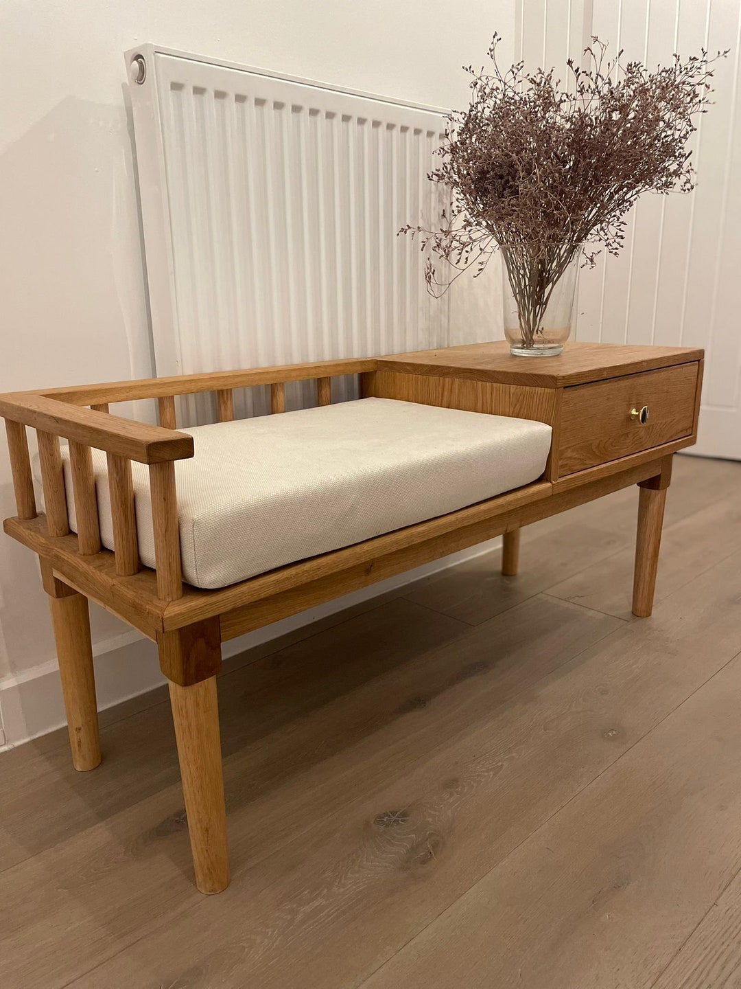 Bespoke, Handmade Oak Hallway Bench | Entryway Bench With Seating and ...