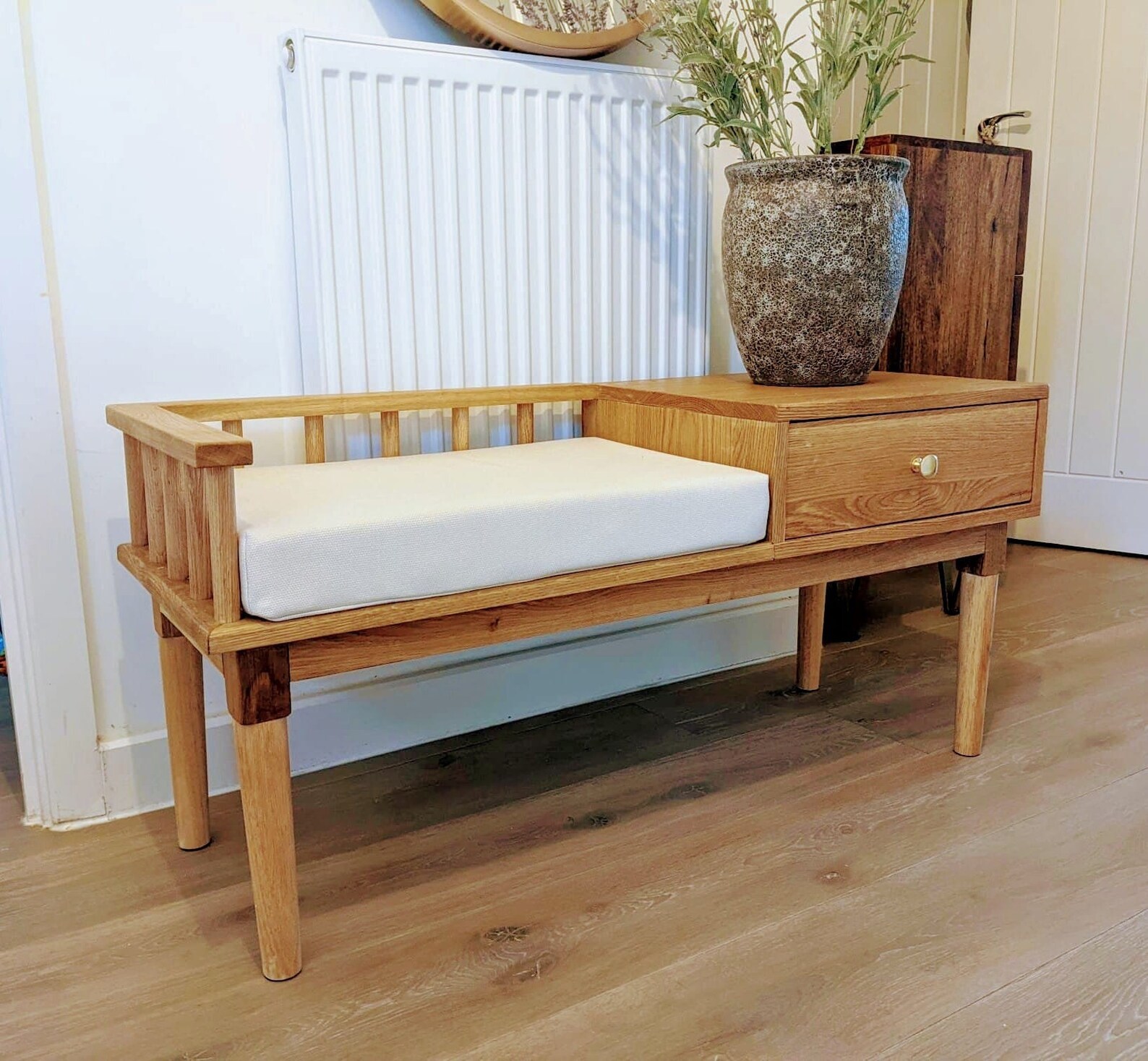 Bespoke, Handmade Oak Hallway Bench | Entryway Bench With Seating and ...