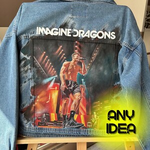 Hand-painted Imagine Dragons Denim Jacket: Custom Concert Apparel - Etsy