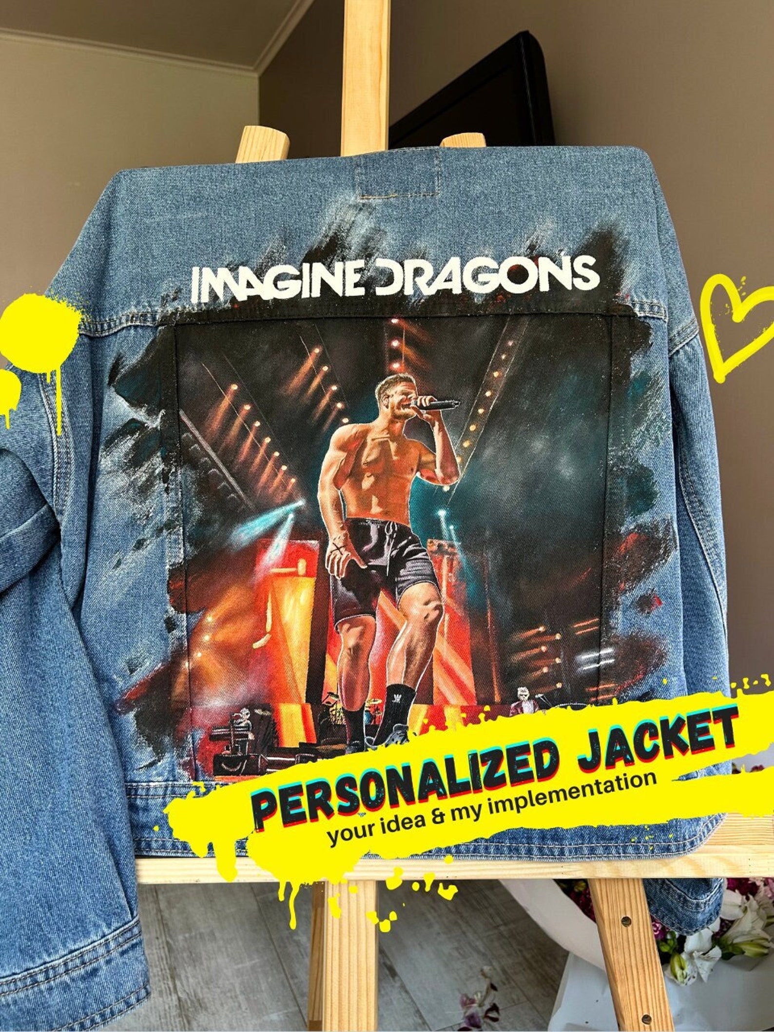 Imagine Dragons Jacket, Hand-painted, Customized Jacket Painting ...