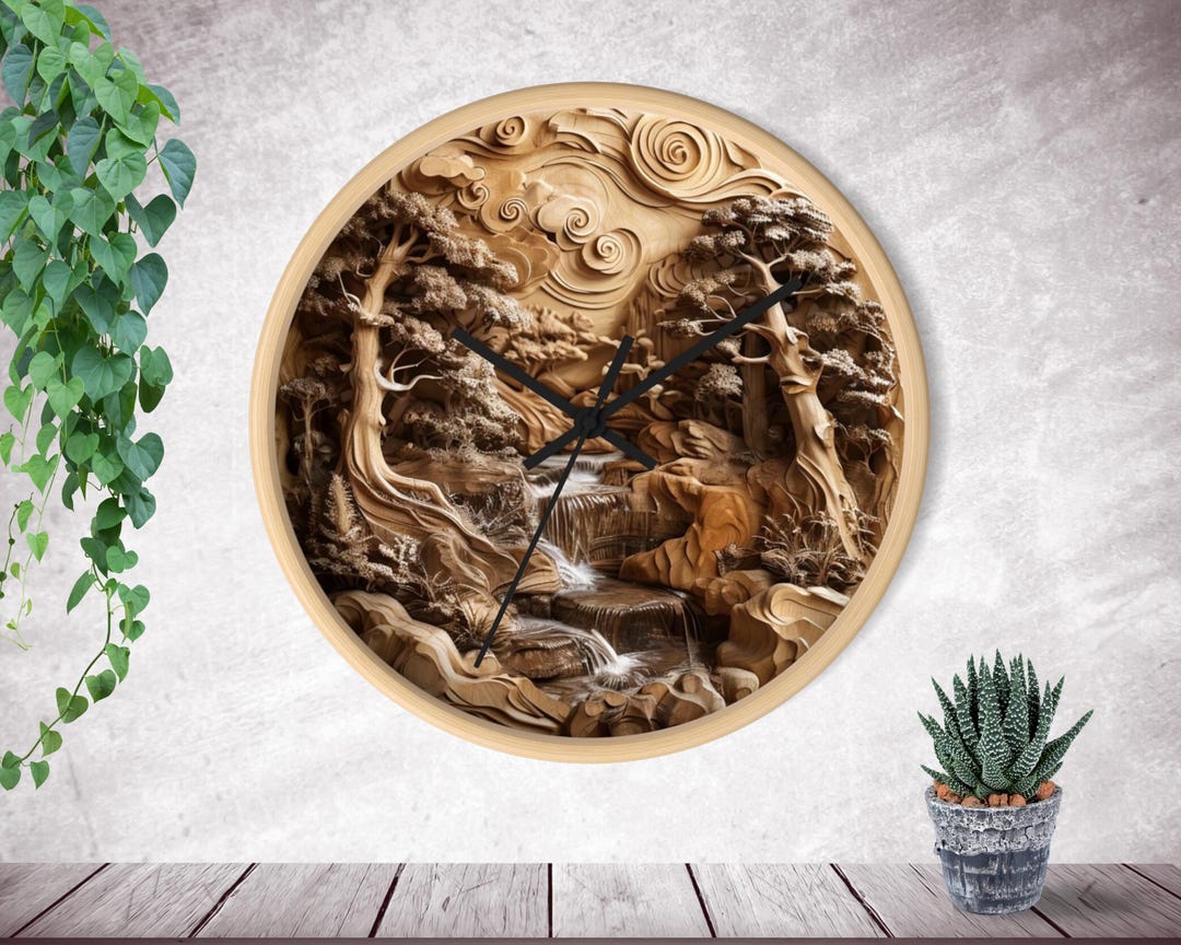 Silent Waterfall Wall Clock, 3D Optical Illusion, Nature Home Décor - Etsy