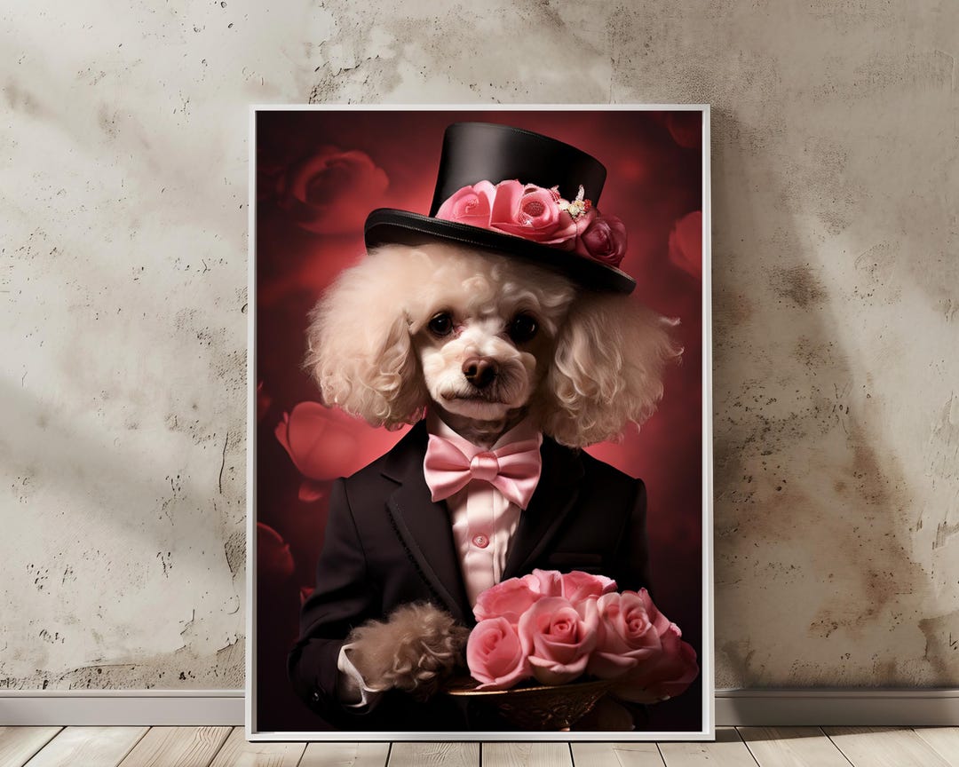 Poodle Valentine Print, Caniche Printable Wall Art, Valentines Day Gift ...