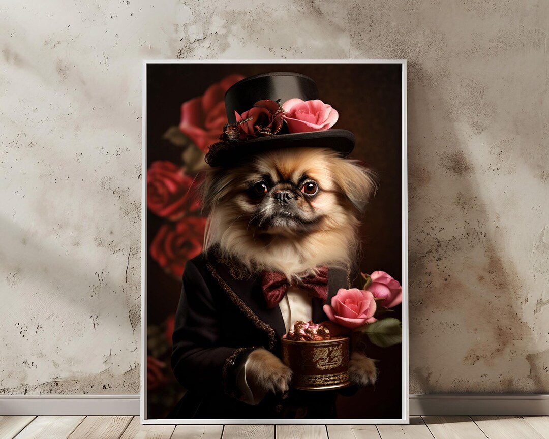 Pekingese Valentine Print, Pekinese Printable Wall Decor, Valentines ...