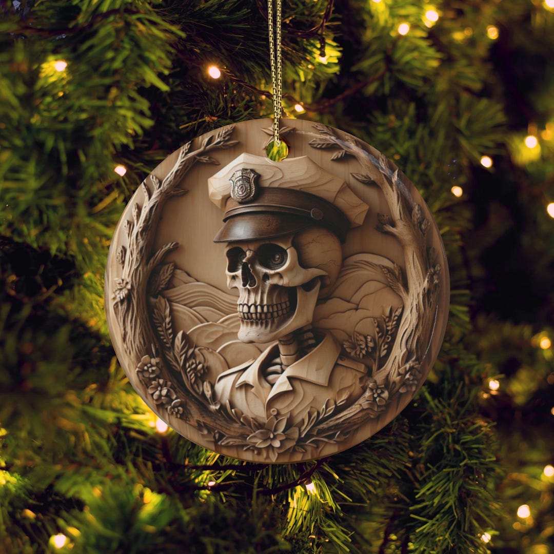Police Officer Ornaments, 2D Flat Design, 3D Effect wood Carved Optical ...