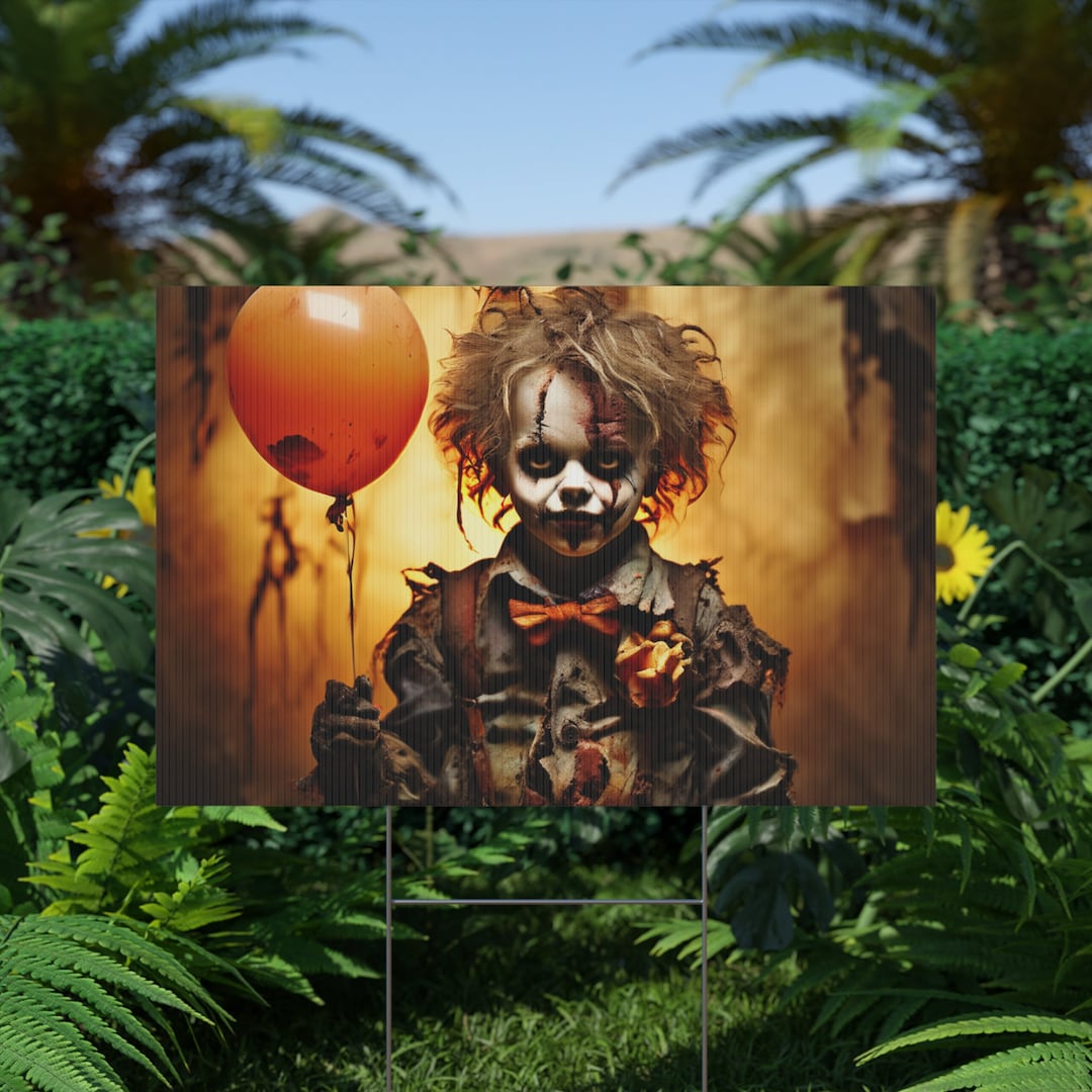 Garden Art, Yard Goth Sign, Garden Dark Art Sign, Garden Sign, Clown ...