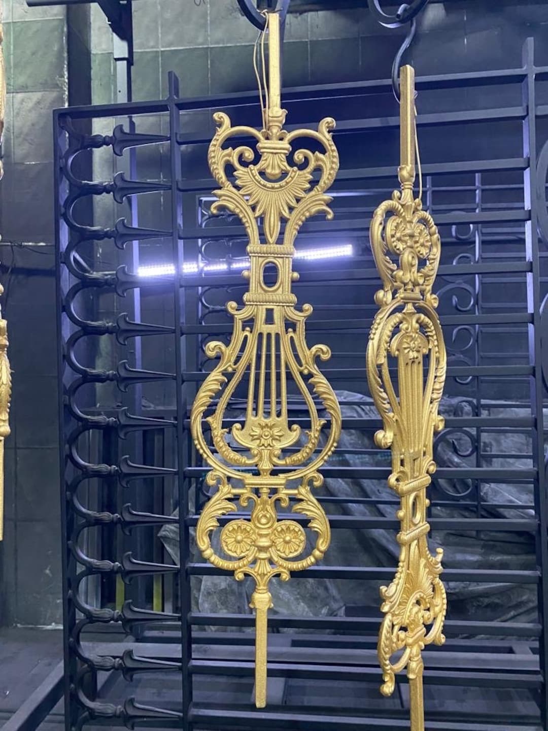 Gold Wrought Iron Stair Spindle Railing Handrail Balusters Balcony ...