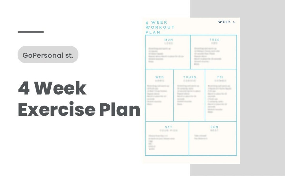 4 Week Exercise Plan - Etsy