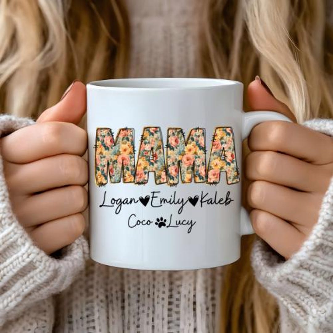 Personalized Mama Mug, Custom Mama Kids Pets Names, Mother's Day Gift ...