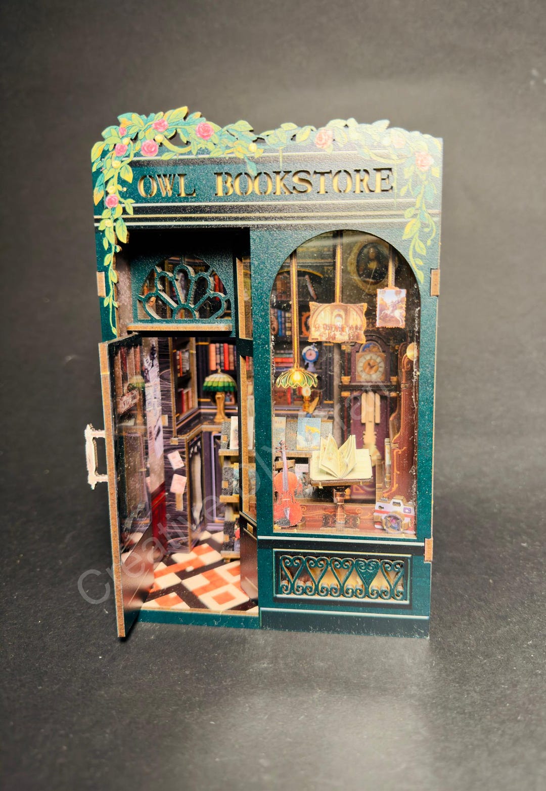 Owl Bookstore Book Nook DIY Kit | Miniature Bookshelf Insert Gift for ...