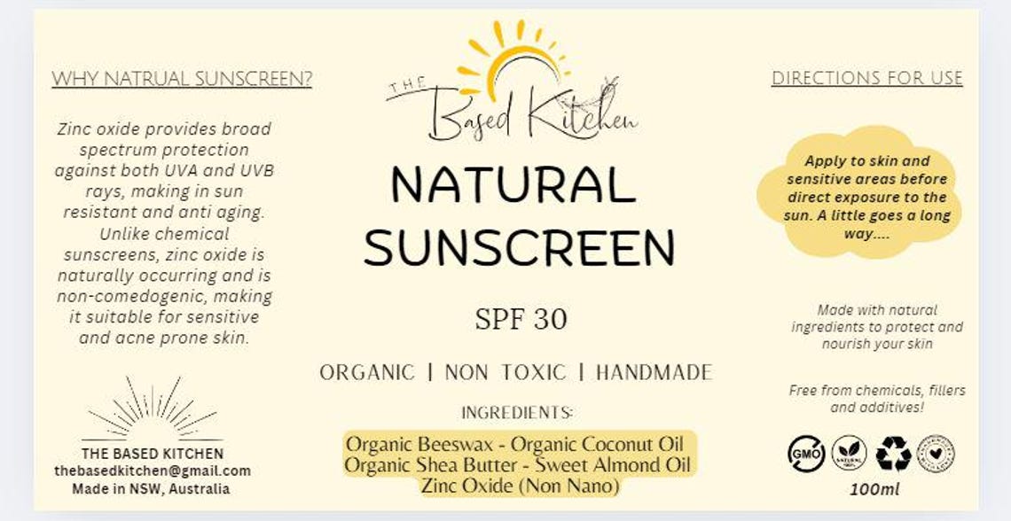 Natural Sunscreen - Organic Beeswax - Etsy