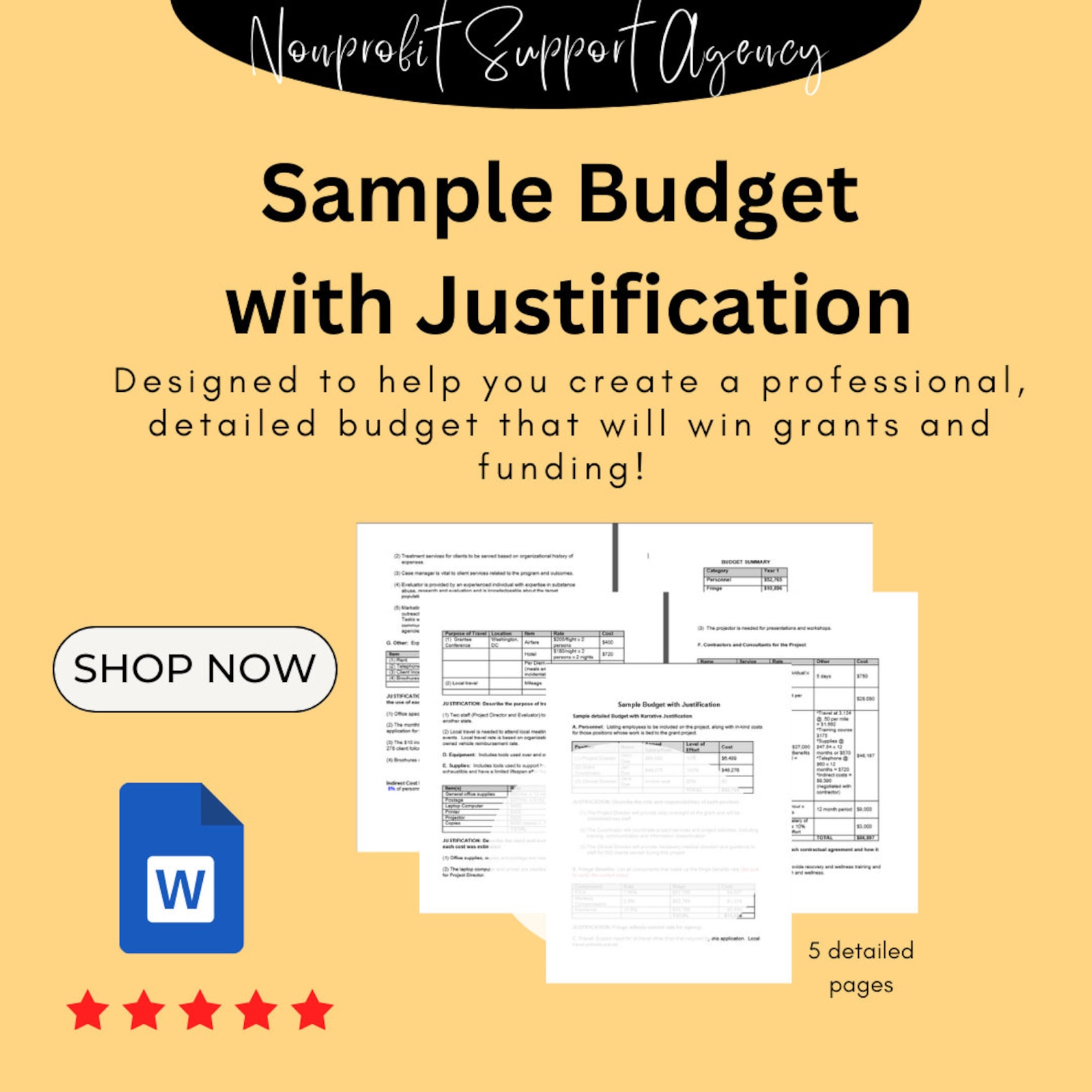 Sample Budget Template With Justification - Etsy