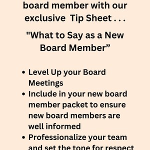 Board Member Speak: What to Say as a New Board Member Tip Sheet - Etsy