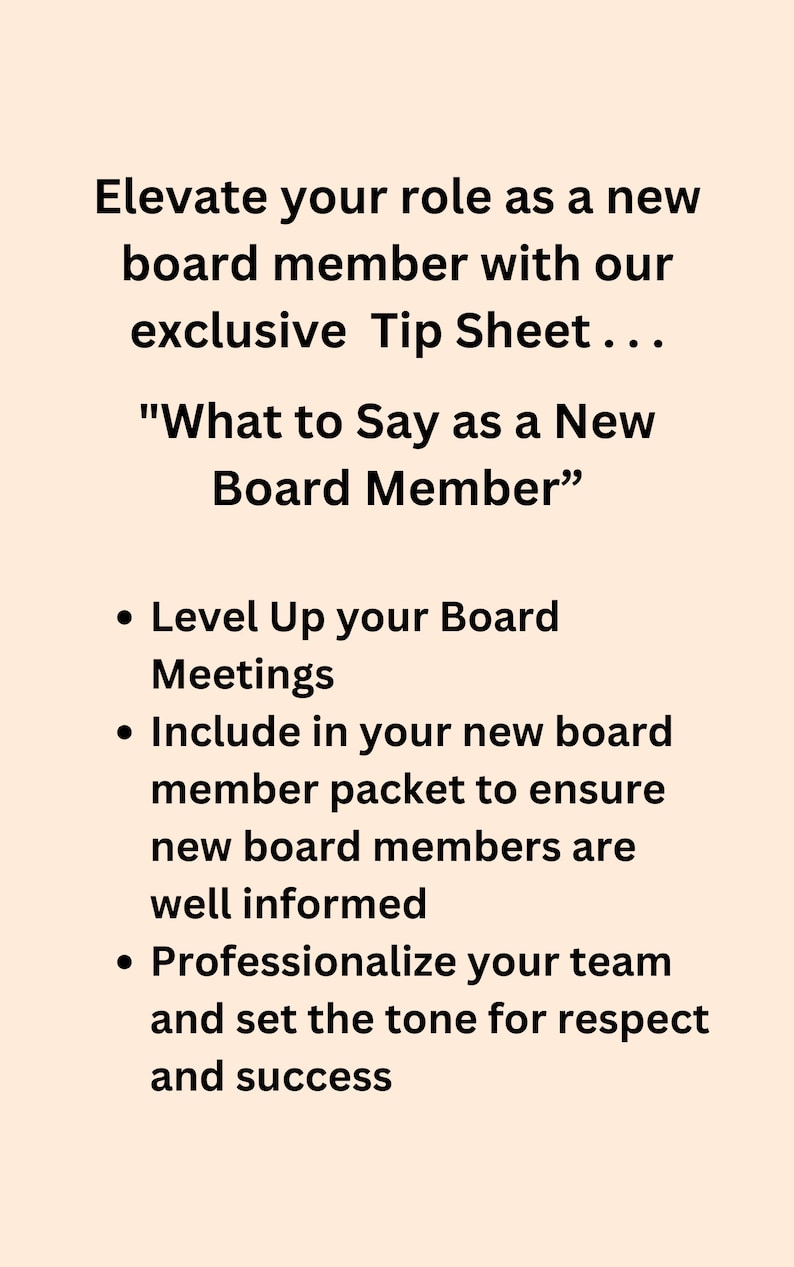 Board Member Speak: What to Say as a New Board Member Tip Sheet - Etsy