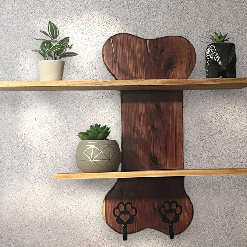 Wood and Stone Wall Shelf - Etsy