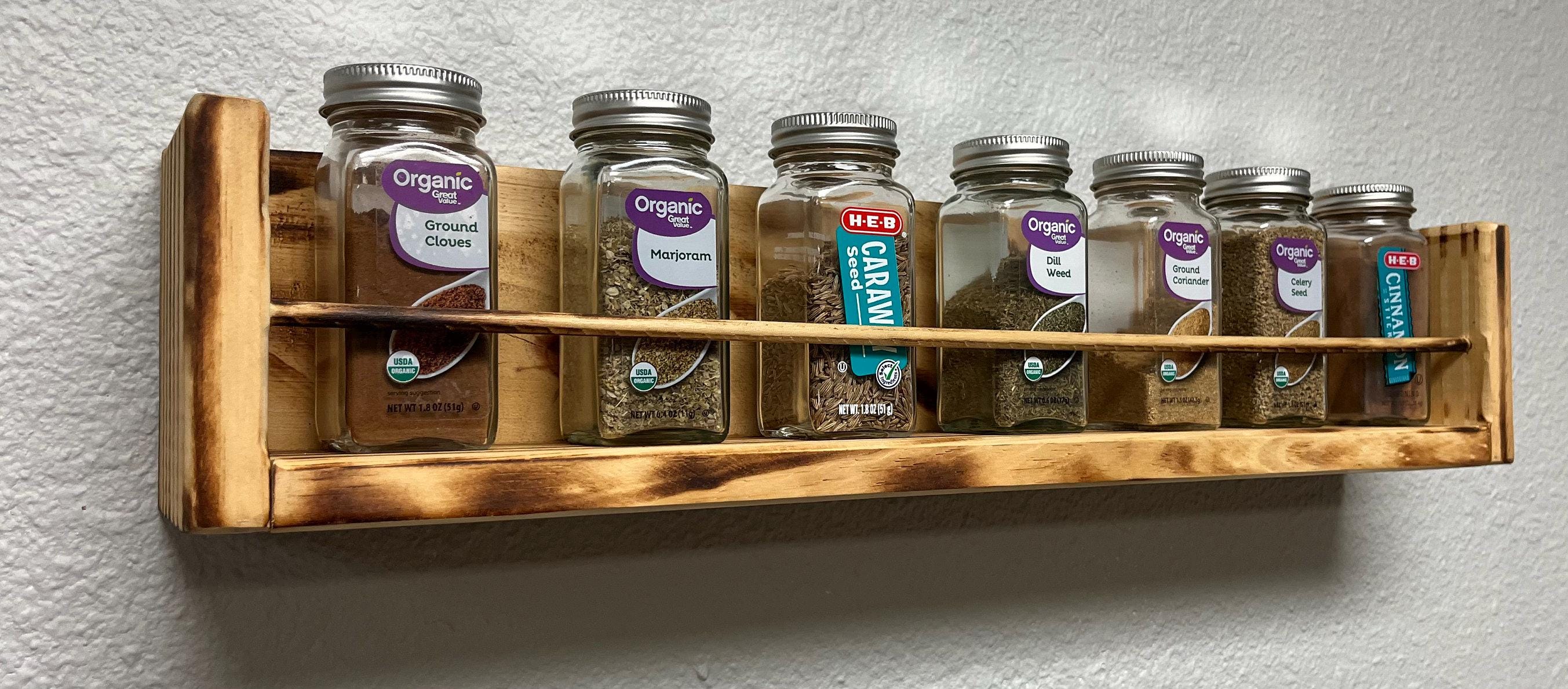 Rustic Unique Spice Rack: Wall-mounted, Farmhouse Kitchen Shelves ...