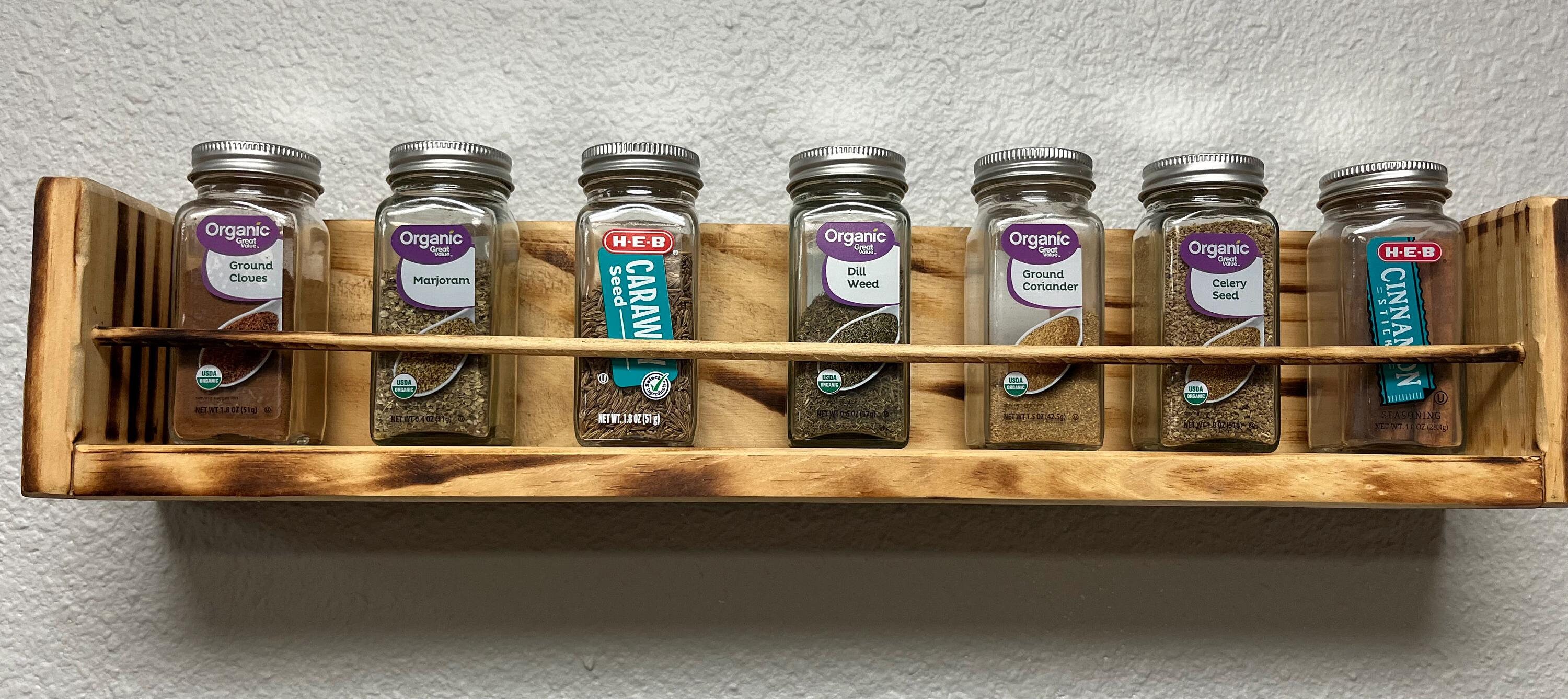 Rustic Unique Spice Rack: Wall-mounted, Farmhouse Kitchen Shelves ...