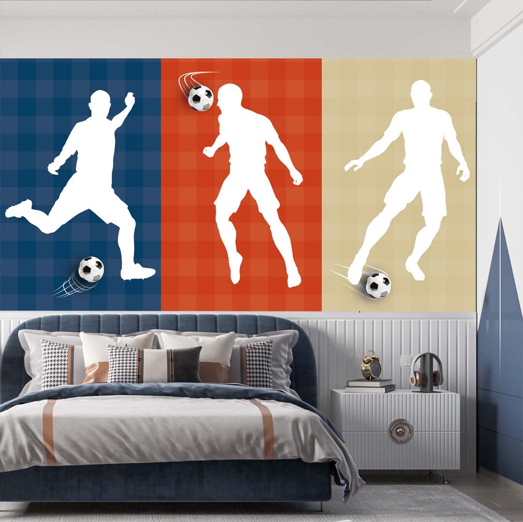 Football Wall Decor: Peel and Stick Sports Nursery Wallpaper - Etsy
