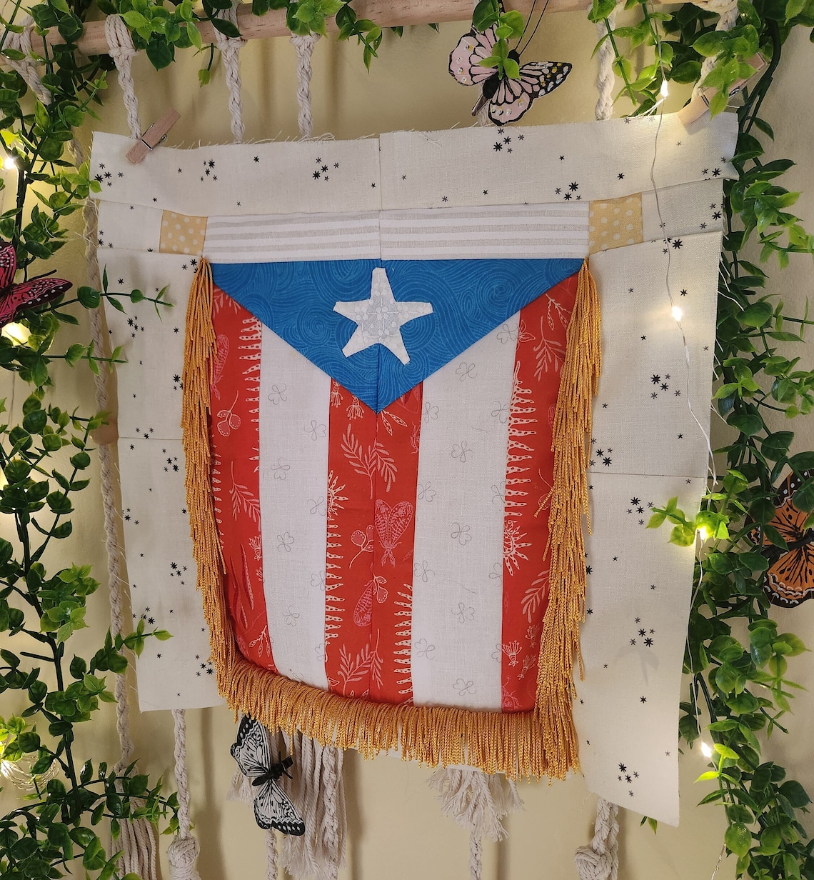 Puerto Rican Flag Paper Piecing Pattern Quilt Block - 12inx12in ...