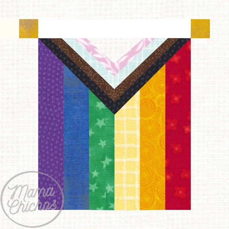 LGBTQIA+ Pride Flag Paper Piecing Pattern - 10x10in - 12x12in - Block ...