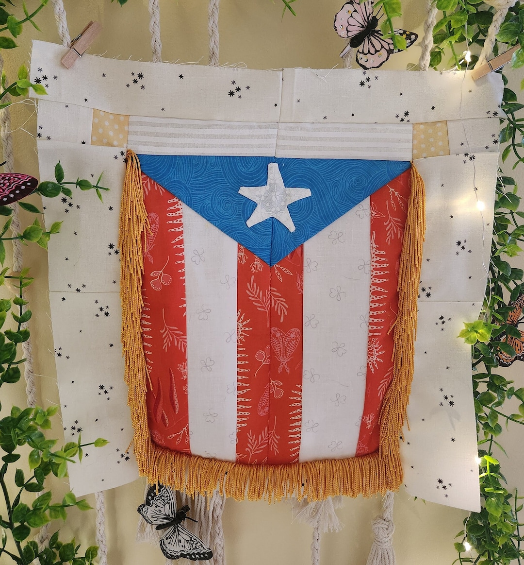 Puerto Rican Flag Paper Piecing Pattern Quilt Block - 12inx12in ...