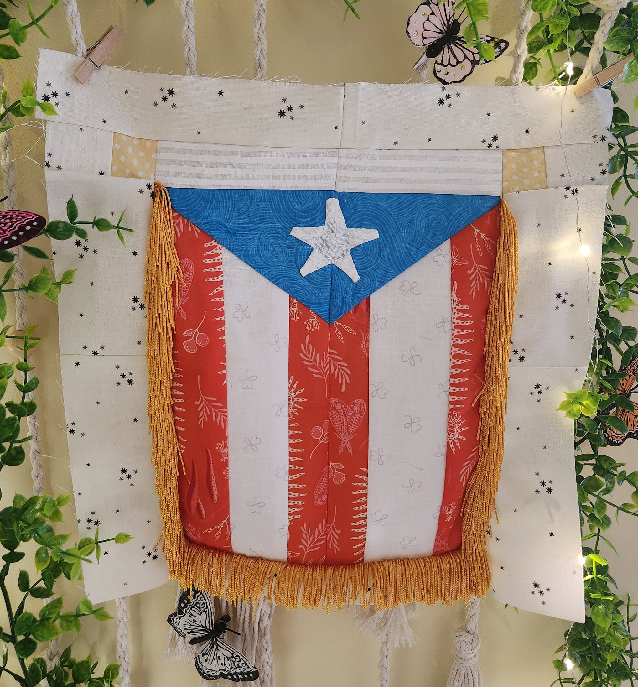 Puerto Rican Flag Paper Piecing Pattern Quilt Block - 12inx12in ...