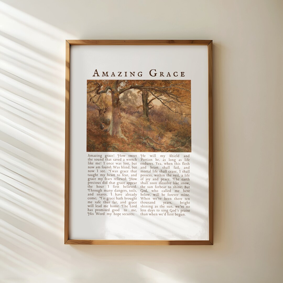 Printable Hymn Wall Art, Amazing Grace Lyrics Poster, Christian Fall ...
