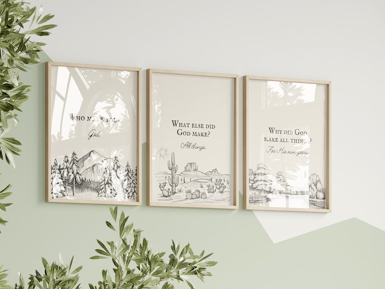 Catechism Boy Nursery Wall Art Set of 3, Digital Christian Nursery ...