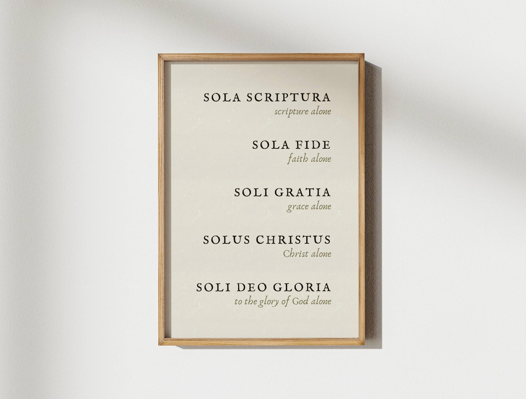 5 Solas Wall Art, Vintage Christian Home Decor, Reformation Day Print ...