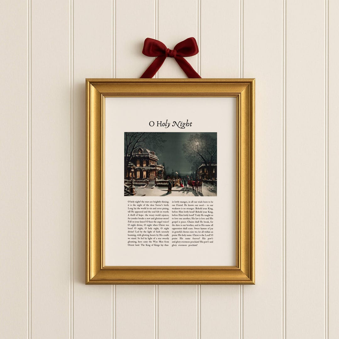 O Holy Night Print, Printable Christian Hymn Wall Art, Digital ...