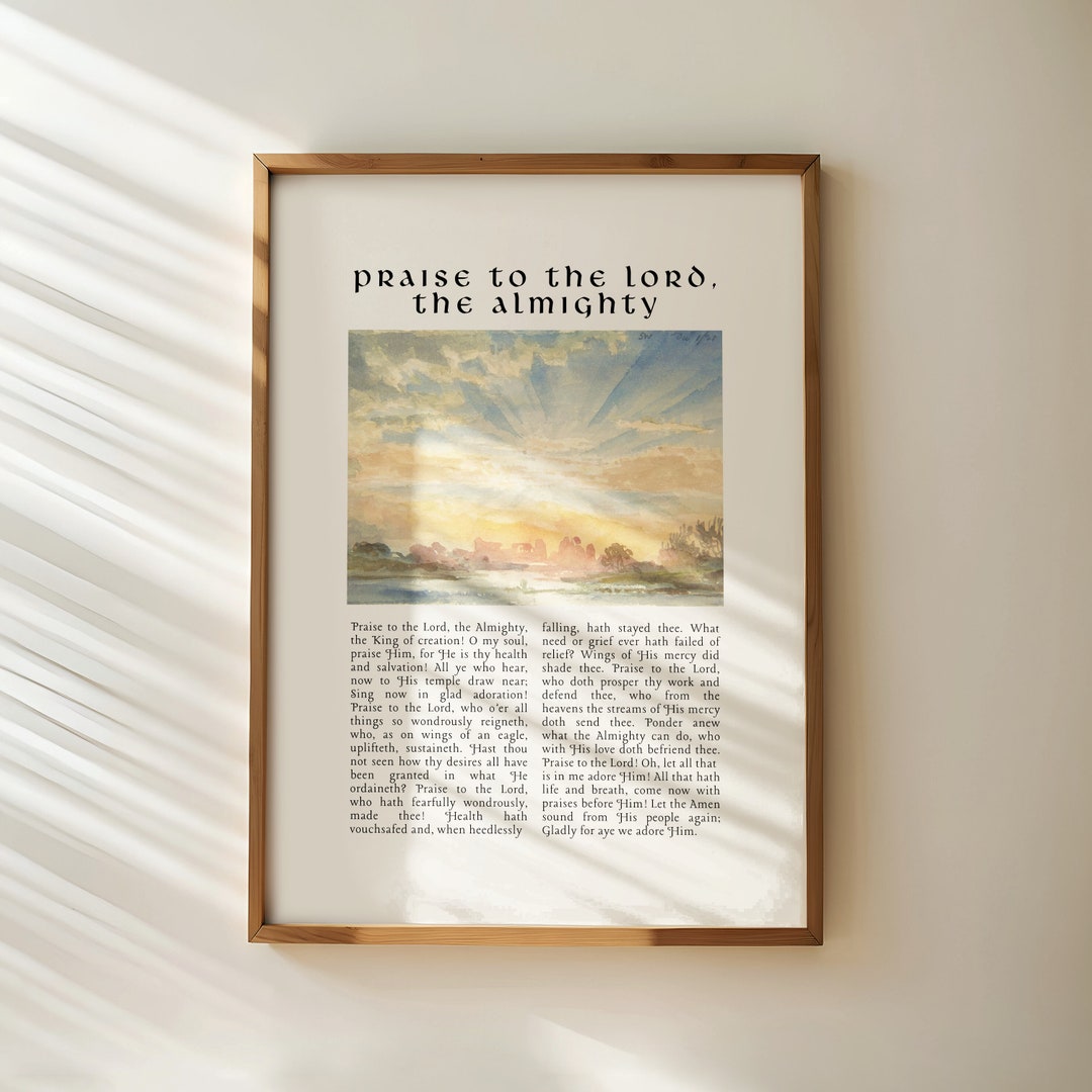 Praise to the Lord Hymn Lyrics Print, Christian Wall Art, Colorful ...